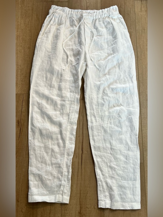 Zara | Pants & Jumpsuits | Zara White 0 Linen Pull On Elastic Waist ...